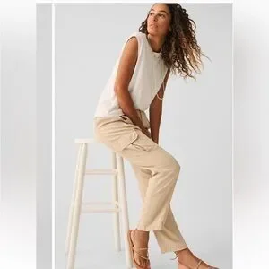 Faherty | Pants & Jumpsuits | Faherty Beige Linen Blend Arlie Day Cargo ...